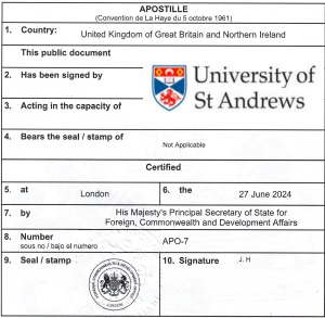 University of St Andrews Apostille - From £79 - Free Advise » Apostille UK